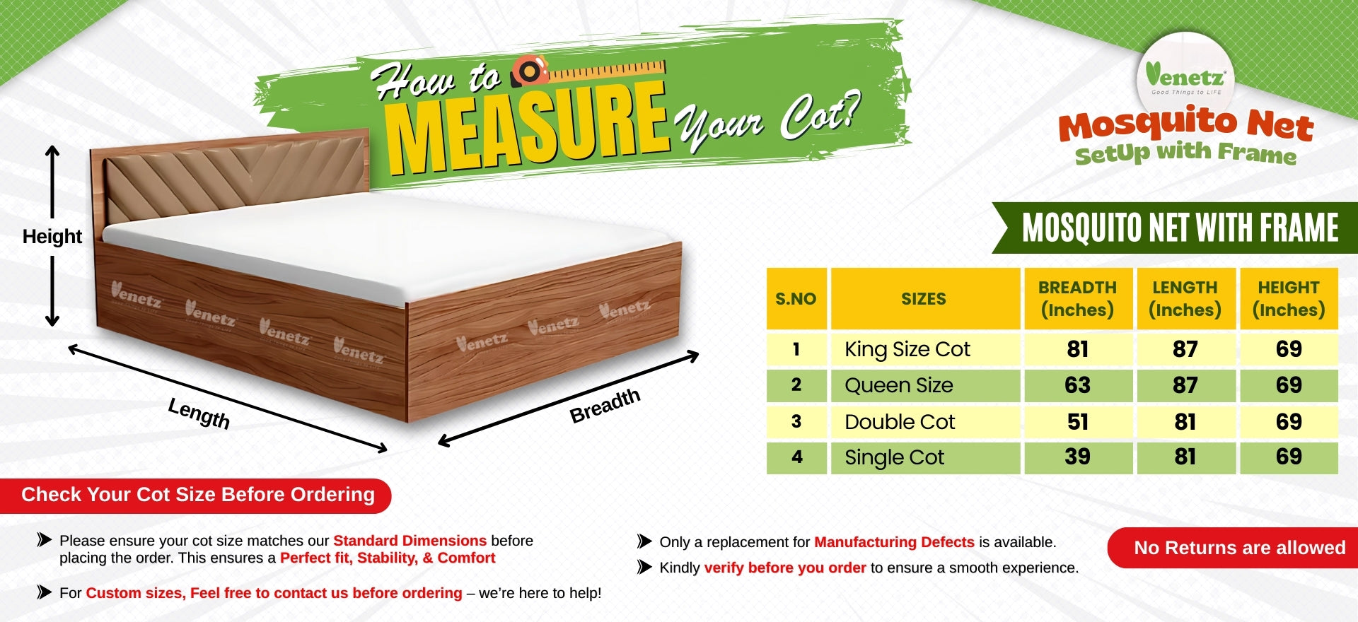 Find the Perfect Mosquito Net Size | VENETZ Guide – Venetz
